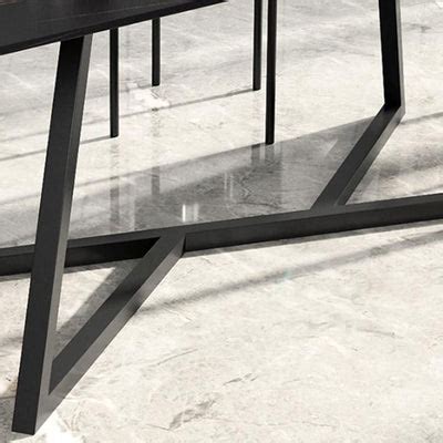 Stone Top Dining Table Contemporary Dining Table With Metal Base In Bl