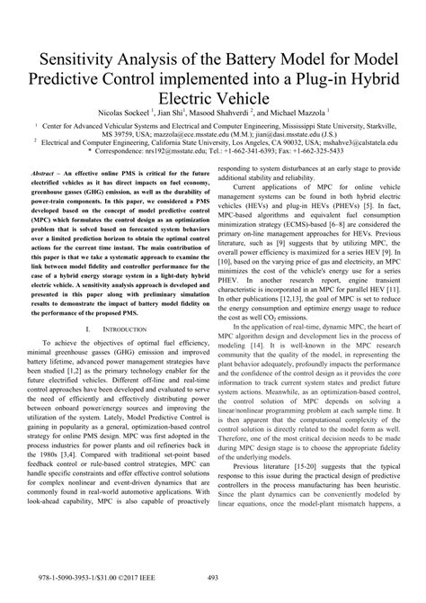 Pdf Sensitivity Analysis Of The Battery Model For Model Predictive