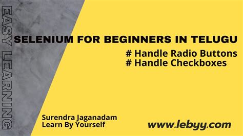 Handle Dynamic Radio Button And Checkbox In Selenium Webdriver Telugu