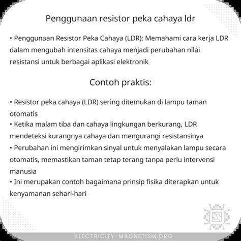 Penggunaan Resistor Peka Cahaya Ldr