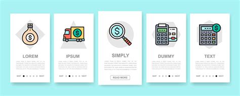 돈 및 은행 수직 배너의 집합 신용 카드 환전 Atm 색상 아이콘터미널 모바일 앱 화면 개념에 대한 스톡 벡터 아트 및 기타 이미지 Istock