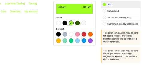 Navigation Block Double Accessibility Color Contrast Warnings · Issue