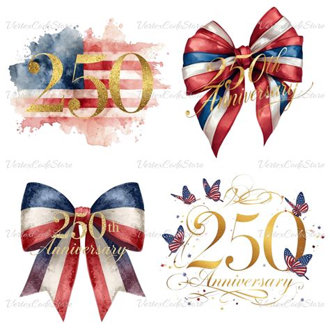 Us 250 Years Anniversary Png Bundle Watercolor 4th Of July Theme
