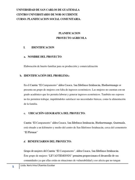 Perfil De Proyecto Descargar Gratis Pdf Huerta