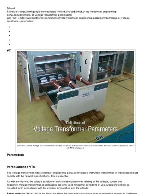 Definitions Of Voltage Transformer Parameters Pdf Accuracy And