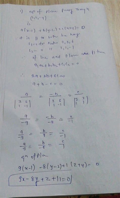 Find The Vector And Cartesian Equations Of The Plane Passing Through The Point