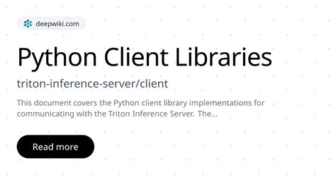 Python Client Libraries Triton Inference Serverclient Deepwiki