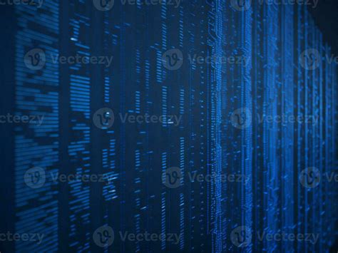 ai generated blue digital binary data on computer screen background