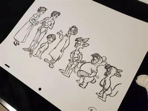 Disney Peter Pan Character Sheet Drawing Sketch Signed Animation Picclick Uk