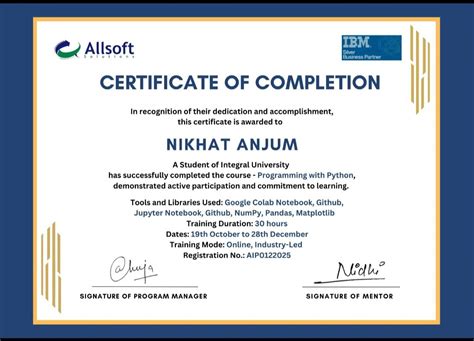 Python Datascience Machinelearning Ai Certification Ibm Nikhat Anjum