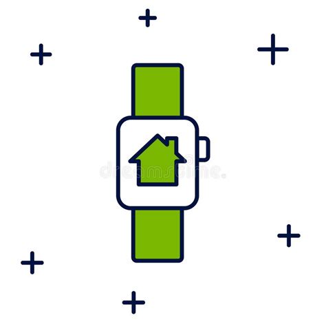 Filled Outline Smart Home With Smart Watch Icon Isolated On White Background Remote Control