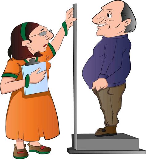 Lady Measuring A Man S Height Illustration 34497467 Vector Art At Vecteezy