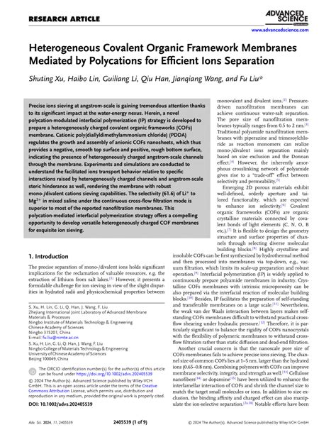 Pdf Heterogeneous Covalent Organic Framework Membranes Mediated By