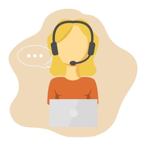 Premium Vector Customer Service Icon Female Call Center With Headphones Using Laptop Help And