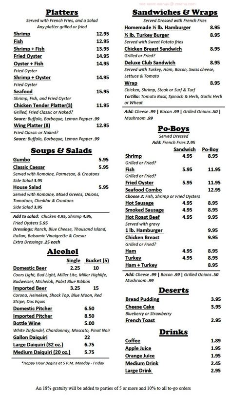 Online Menu Of Smileys Grill New Orleans Restaurant New Orleans