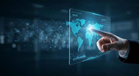 Global Network Interactive World Map With Data Visualization Stock Illustration Illustration