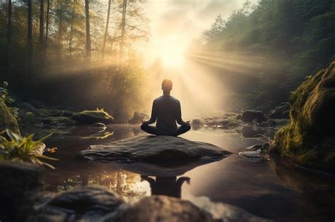 premium ai image mindfulness meditation person meditating in a serene natural setting