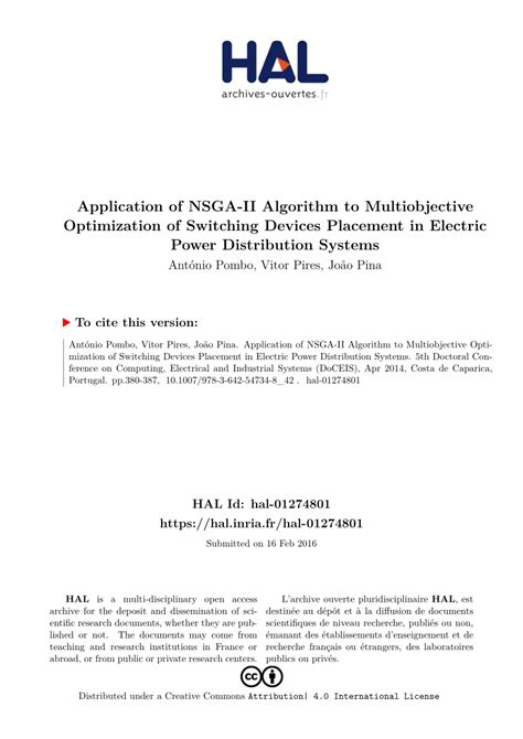 Pdf Application Of Nsga Ii Algorithm To Multiobjective Optimization