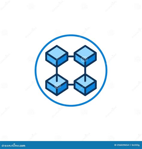Circle With Four Connected Blocks Icon Blockchain Vector Blue Round