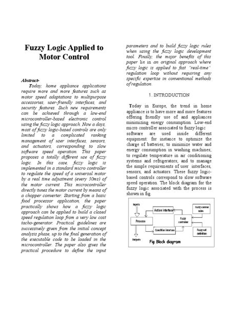 Fuzzy Logic Applied To Motor Control 2 Pdf Analog To Digital Converter Electric Generator