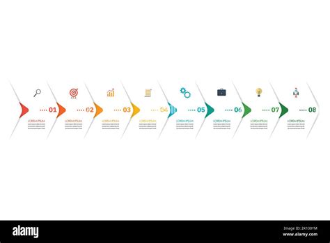 Eight Steps Template Infographic Vector Illustration Stock Vector