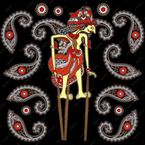 Premium Vector Wayang With Batik Pattern On His Background