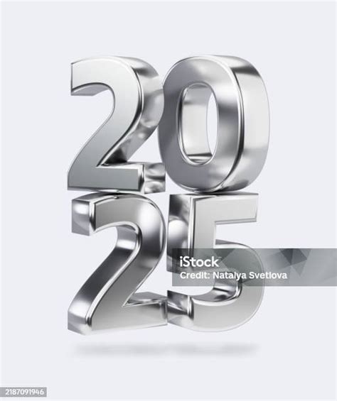 2025 실버 넘버 3d 렌더링 새해 복 많이 받으세요 배너 디자인입니다 새해 상징입니다 12월에 대한 스톡 사진 및 기타
