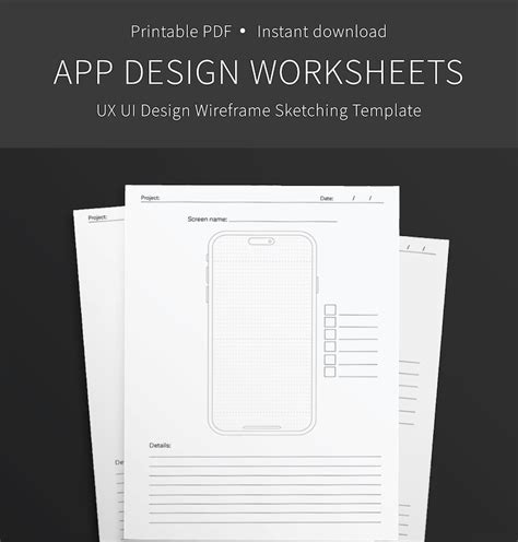 Printable Wireframe Sketching Sheet For Ux Ui Design Pdf Etsy