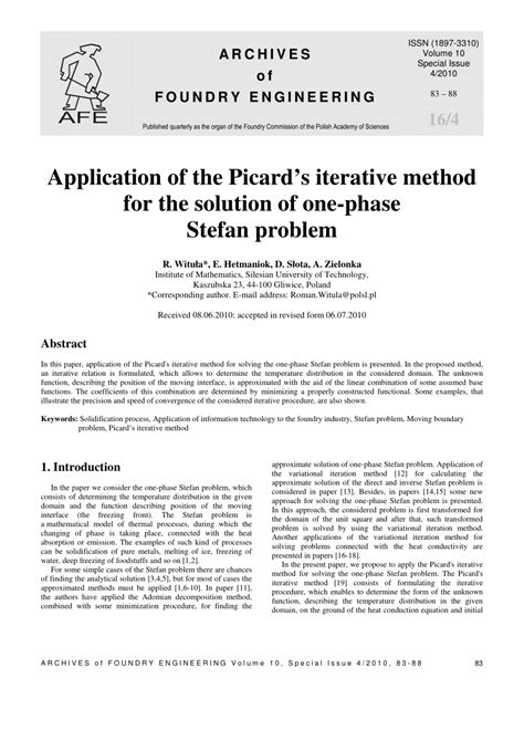 pdf application of the picard s iterative method for the solution of