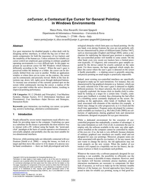 Porta Ce Cursor A Contextual Eye Cursor For General Pointing In Windows Environments Pdf