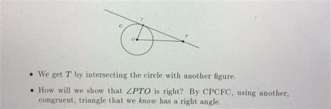 Solved Constructing A Tangent Problem Given A Circle C Chegg