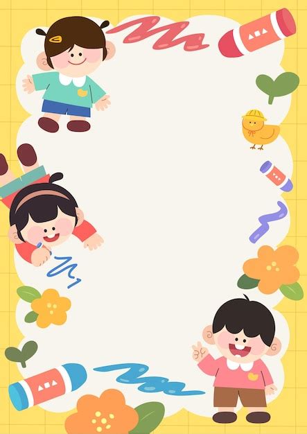 귀여운 아이들은 유치원에서 열심히 배우고 있습니다 프리미엄 벡터