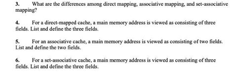 solved 3 what are the differences among direct mapping