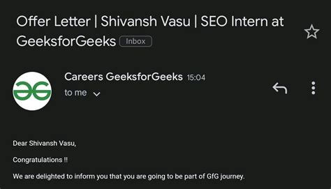 Gfg Geeksforgeeks Website Seo Web Internship Offer Shivansh