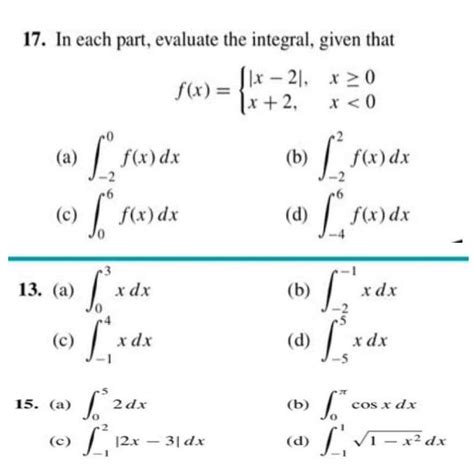 solved 17 in each part evaluate the integral given that