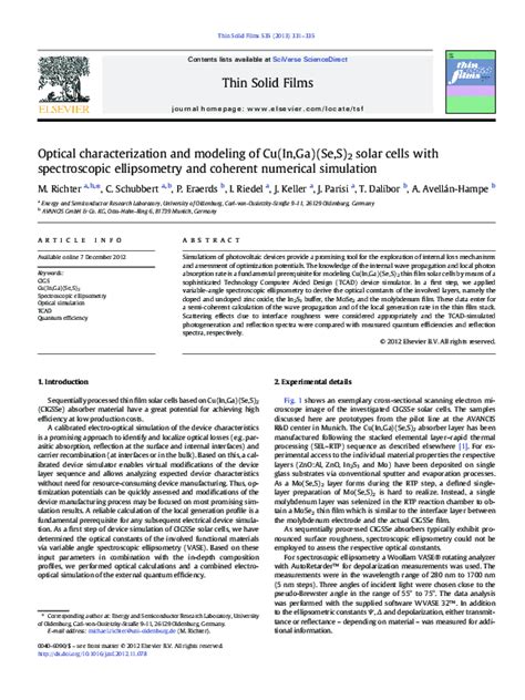 Pdf Optical Characterization And Modeling Of Cuingases2 Solar
