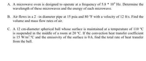 Solved A A Microwave Oven Is Designed To Operate At A Chegg Com
