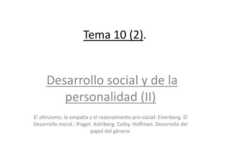 Desarrollo Social Y De La Personalidad Apuntes De Psicología Docsity
