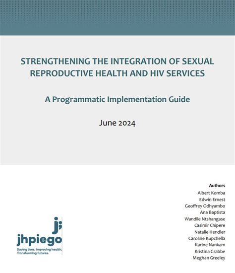 Srh Hiv Integration Guide For Program Implementers Dr Albert Komba