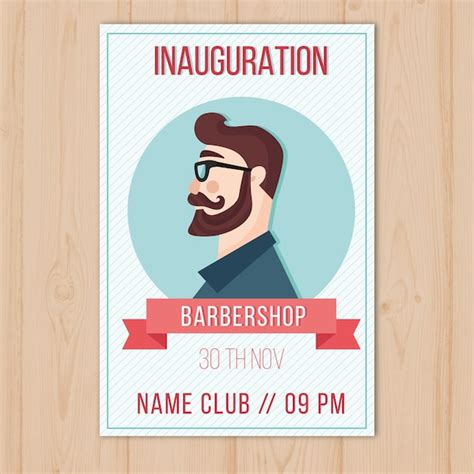 편평한 남자의 측면보기와 Movember 포스터 템플릿 무료 벡터