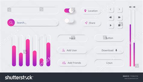 White Web Ui Design Elements Set Stock Vector Royalty Free Shutterstock