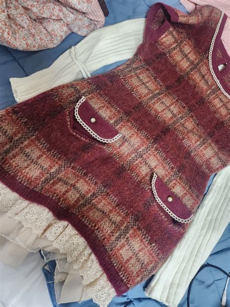 엑시즈팜 체크 레이스 니트 원피스 빈티지 Stc 갸루 모리 모리걸 후루츠패밀리