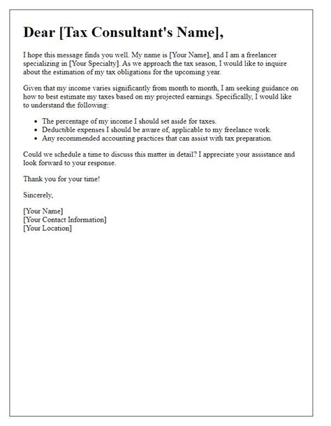 Letter Template For Freelancer Income Tax Estimation Free Samples In