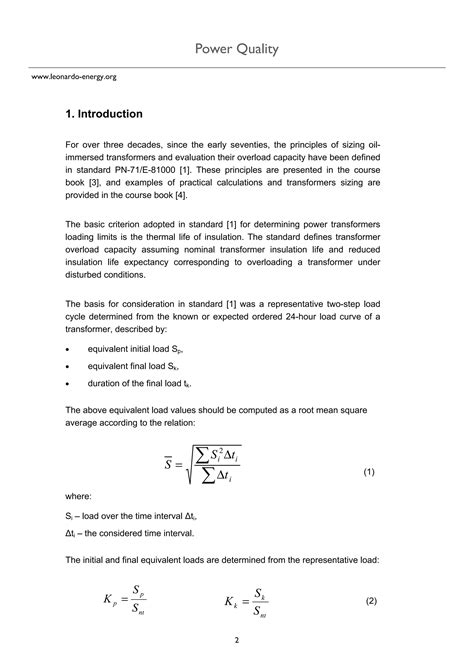 Overload Capacity Of Power Transformers Pdf