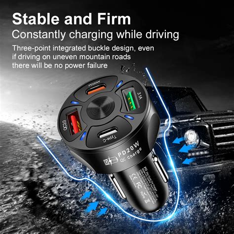 Ports Dual Usb Type C Pd W Car Charger Auto Quick Fast Charging Plug Adapter Alsupersales
