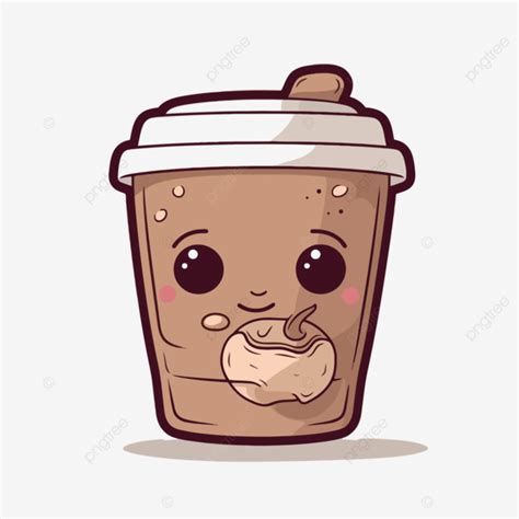 Cartoon Coffee Cup With The Face Of A Smiley Boy With Eyes Of Brown