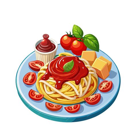 Spaghetti With Tomato Ketchup And Cheeese On Plate Premium Ai