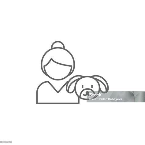 소녀 개 우정 개요 아이콘입니다 우정 선 아이콘의 요소입니다 징후 기호 및 벡터는 웹 로고 모바일 앱 Ui Ux에 사용할 수