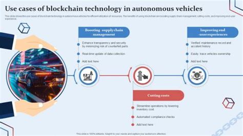 Use Cases Of Blockchain Technology In Autonomous Vehicles Ppt Example