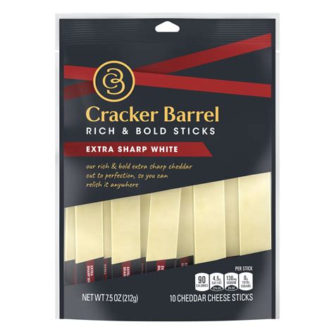 Cracker Barrel Rich And Bold Extra Sharp White Cheddar Cheese Snacks 10